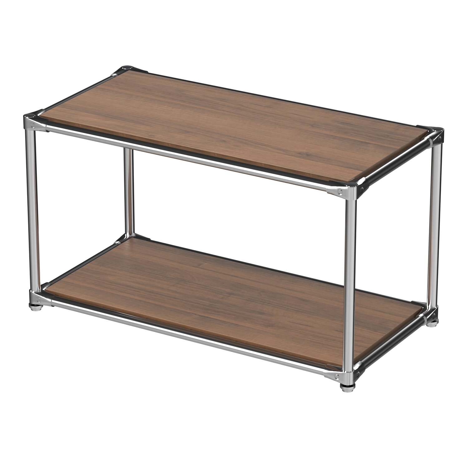 Хромированный стеллаж стиль №4а-3 малый с полками ДСП, Орех