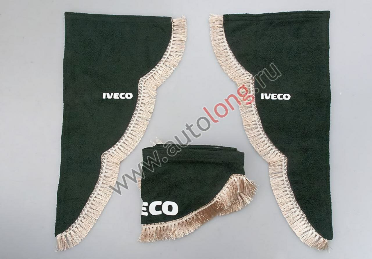 Ламбрекен лобового стекла IVECO, ткань, с углами, зеленый/серый