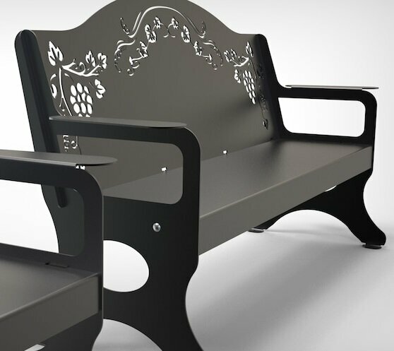 Металлическая скамейка для дома и дачи , скамья садовая, лавочка из металла Лаза винограда