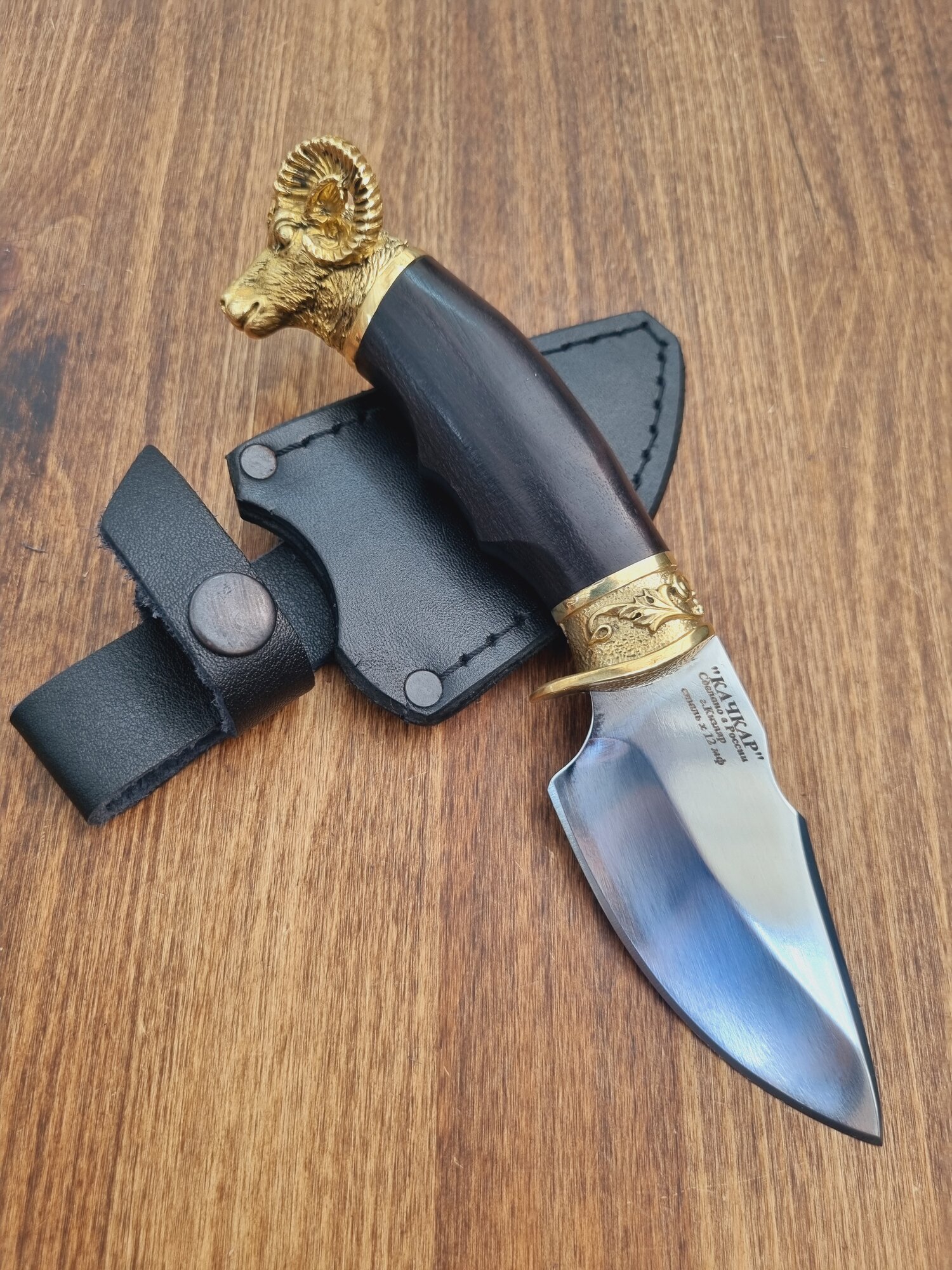 Туристический нож Качкар , сталь Х12МФ , рукоять граб со вставкой латуни