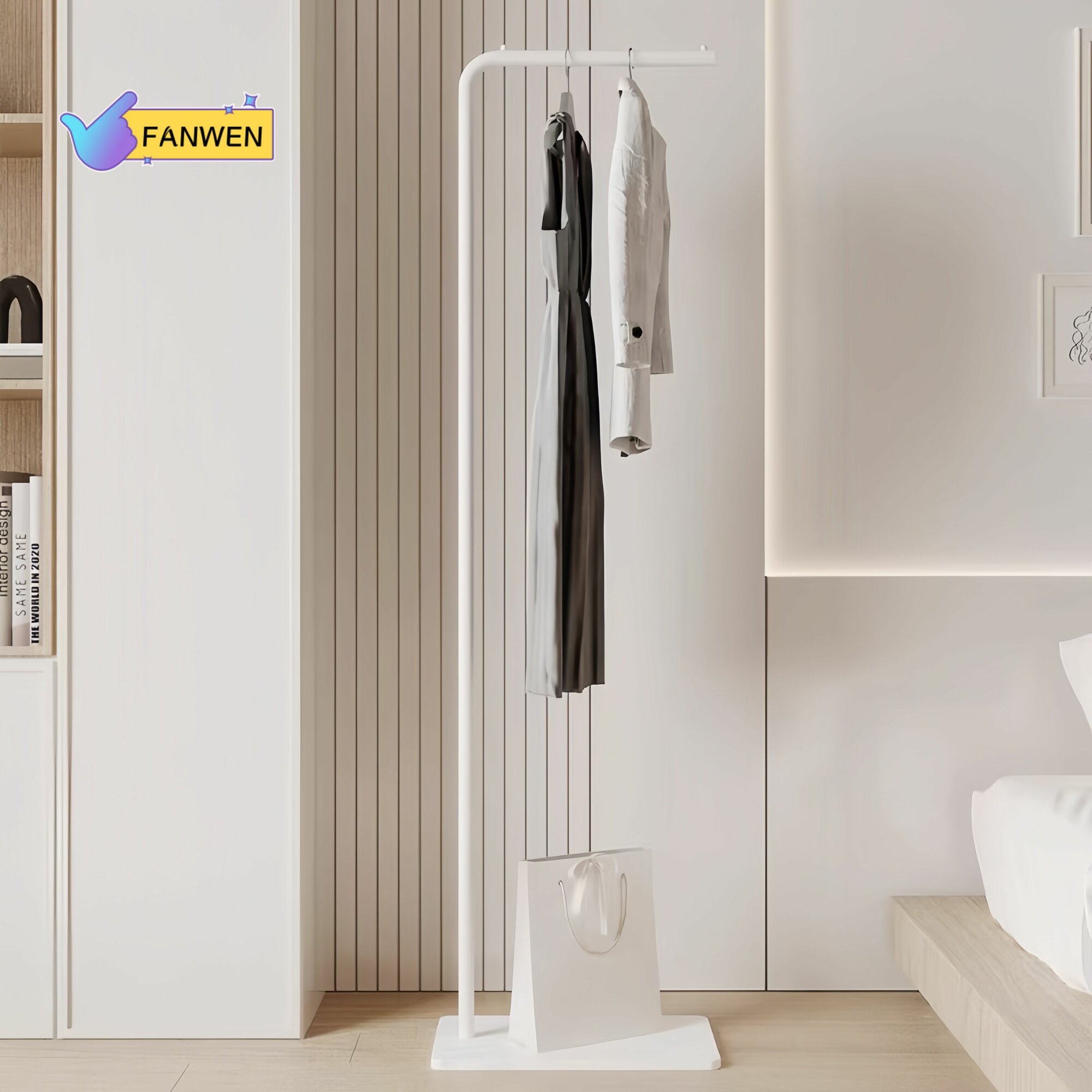 Напольная вешалка-рейл металлическая с усиленной стальной рамой для надежного хранения одежды, передвижная и устойчивая