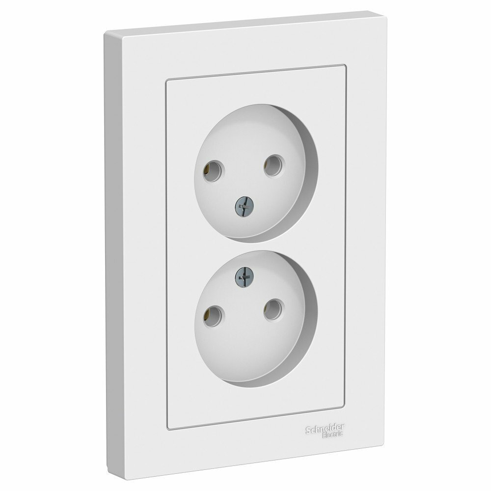 AtlasDesign Бел Розетка б/з двойная, 16А, в сборе, Systeme Electric, ATN000120