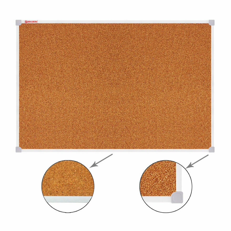 Доска пробковая 70х50 см, ПВХ-рамка, гарантия 10 ЛЕТ, россия, BRAUBERG, 238188, 238188