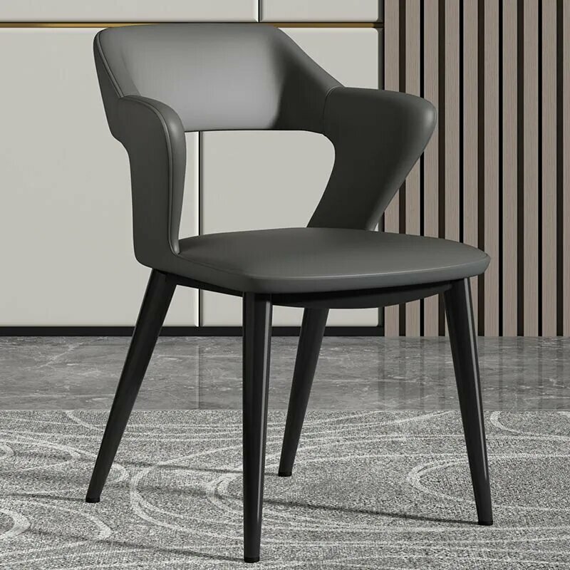 Стул Nova Home Textile "Комфорт", темно-серый, подлокотники, искусственная кожа