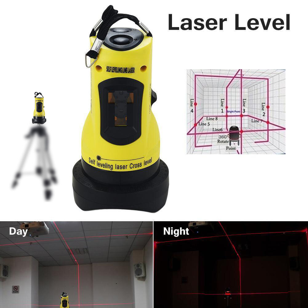 360° градусов 【1 шт】 Ротационный лазерный уровень самовыравнивающийся перекрестный измерительный прибор