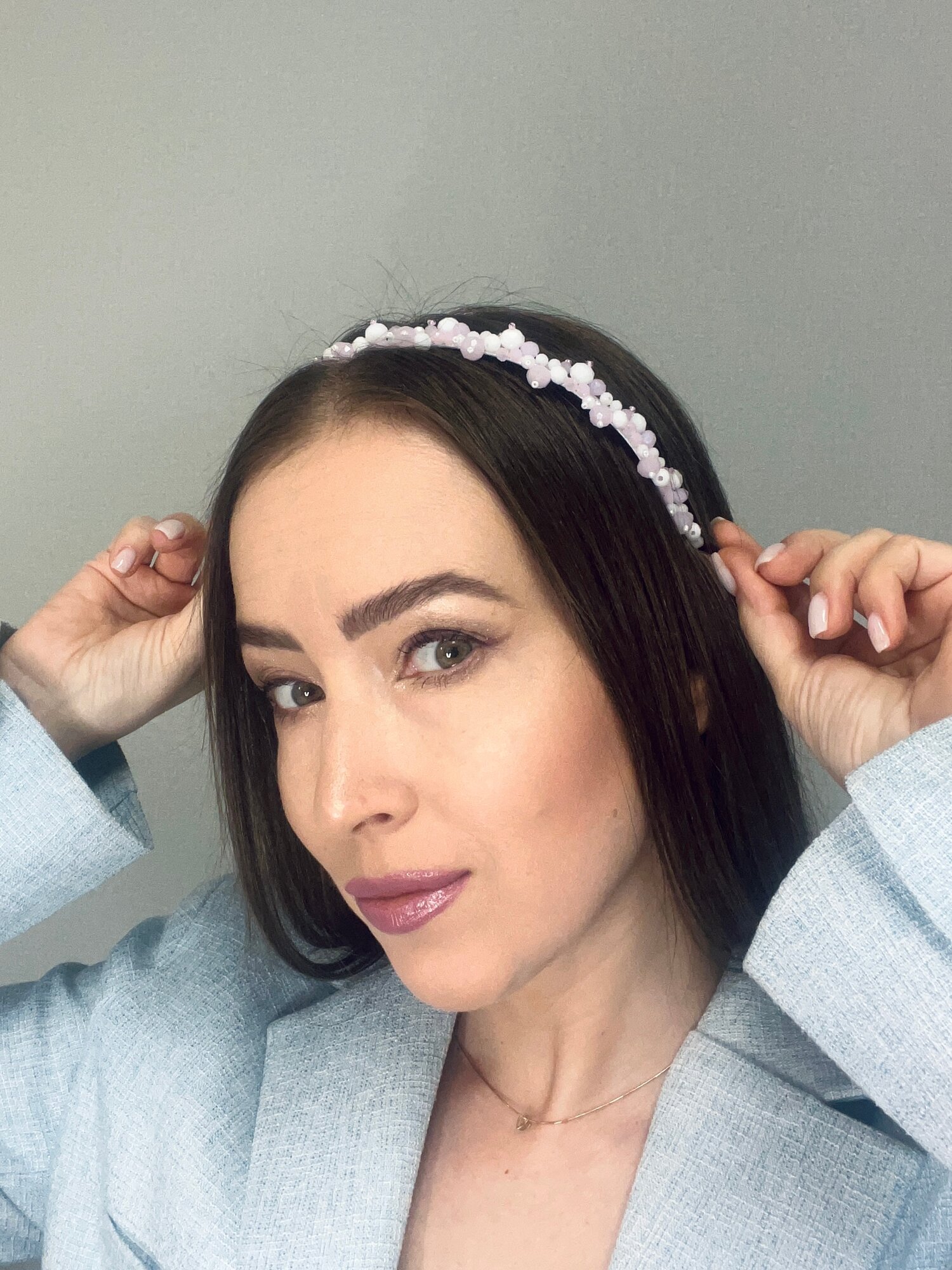 Ободок с хрустальными бусинами