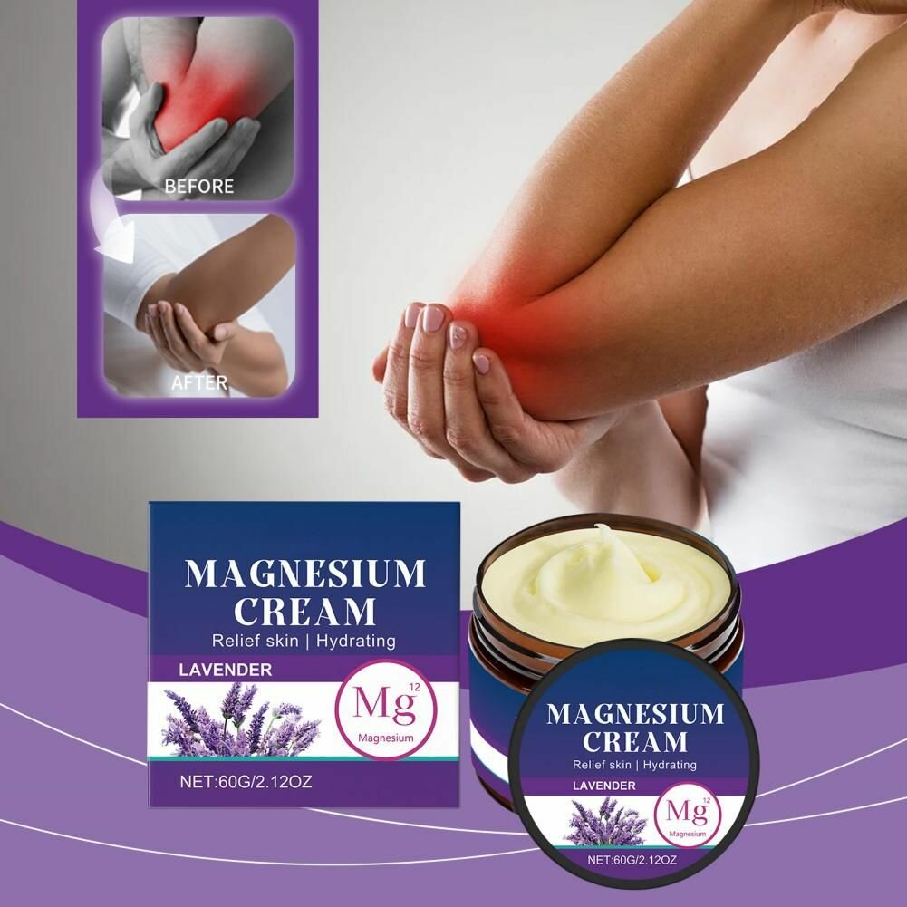 60 г успокаивающего крема с магнием для тела, для снятия дискомфорта в запястьях и коленных суставах, массажный крем
