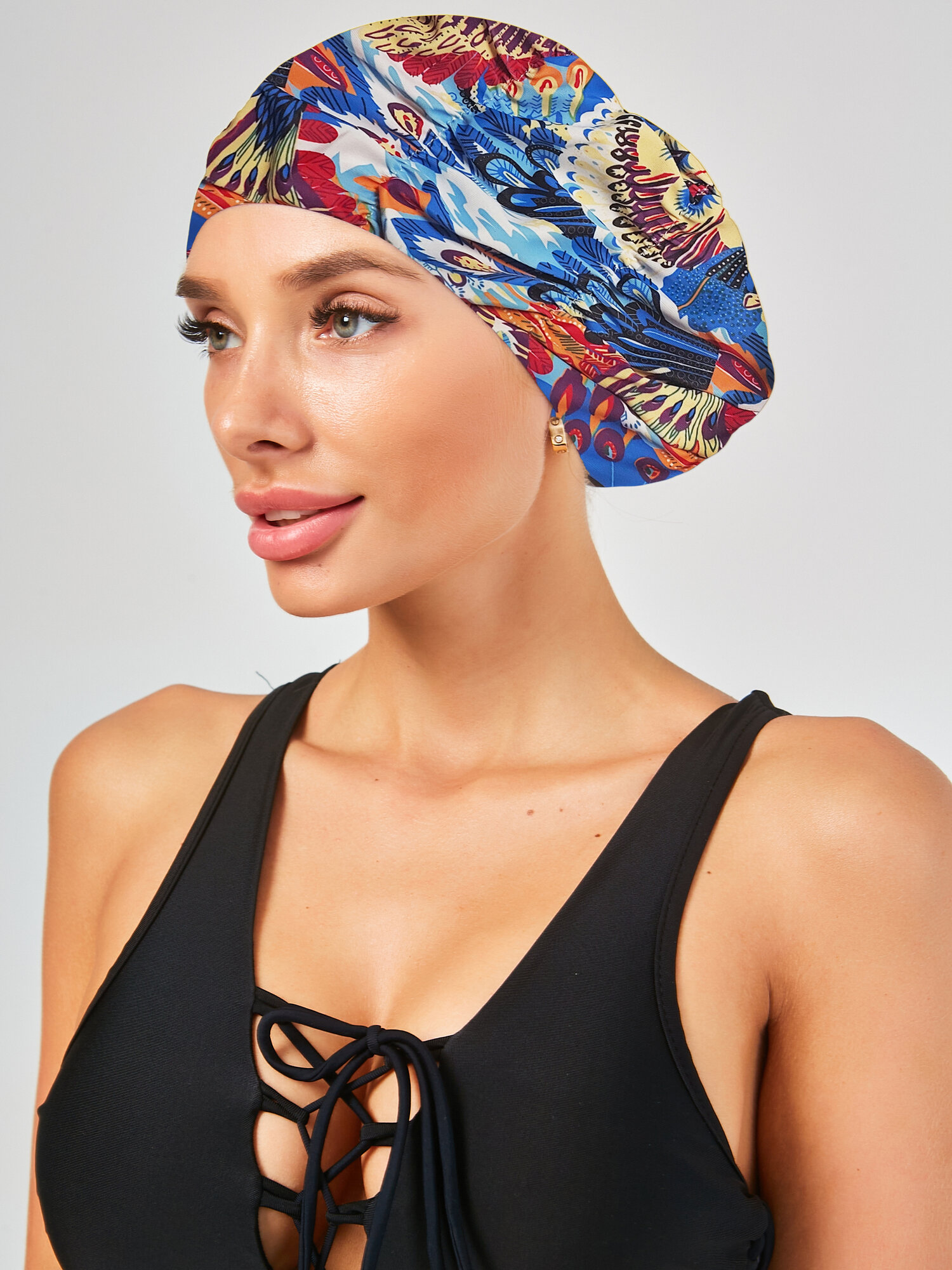 Шапочка для плавания женская для длинных волос в аквазоне GYM TEAM 54-60см павлин