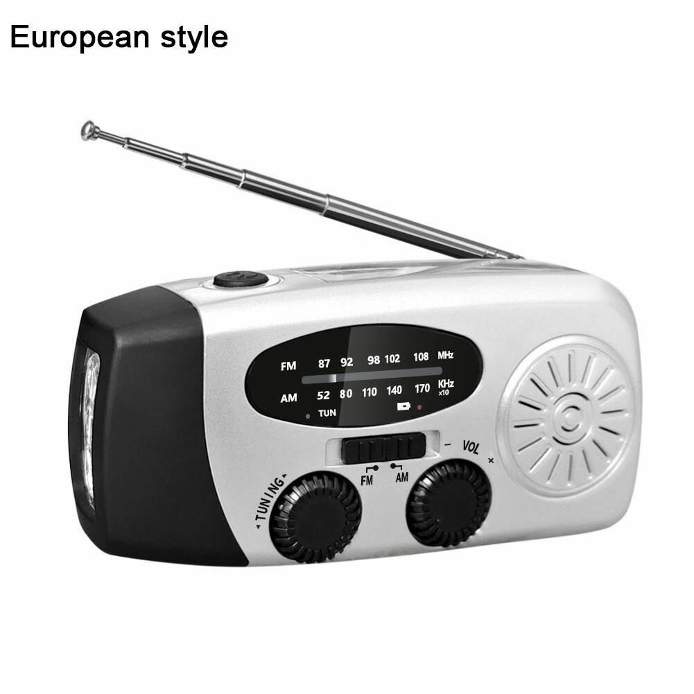 Портативное радио с солнечной батареей и ручным приводом, AM FM радио, фонарик, SOS сигнал, для дома и походов