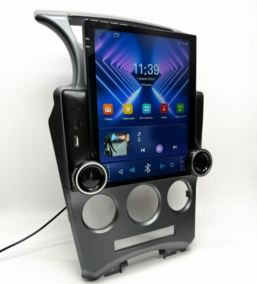 Большая магнитола Tesla Drive One 4/64 с крутилками Kia Carens 2006-2012 кондиционер