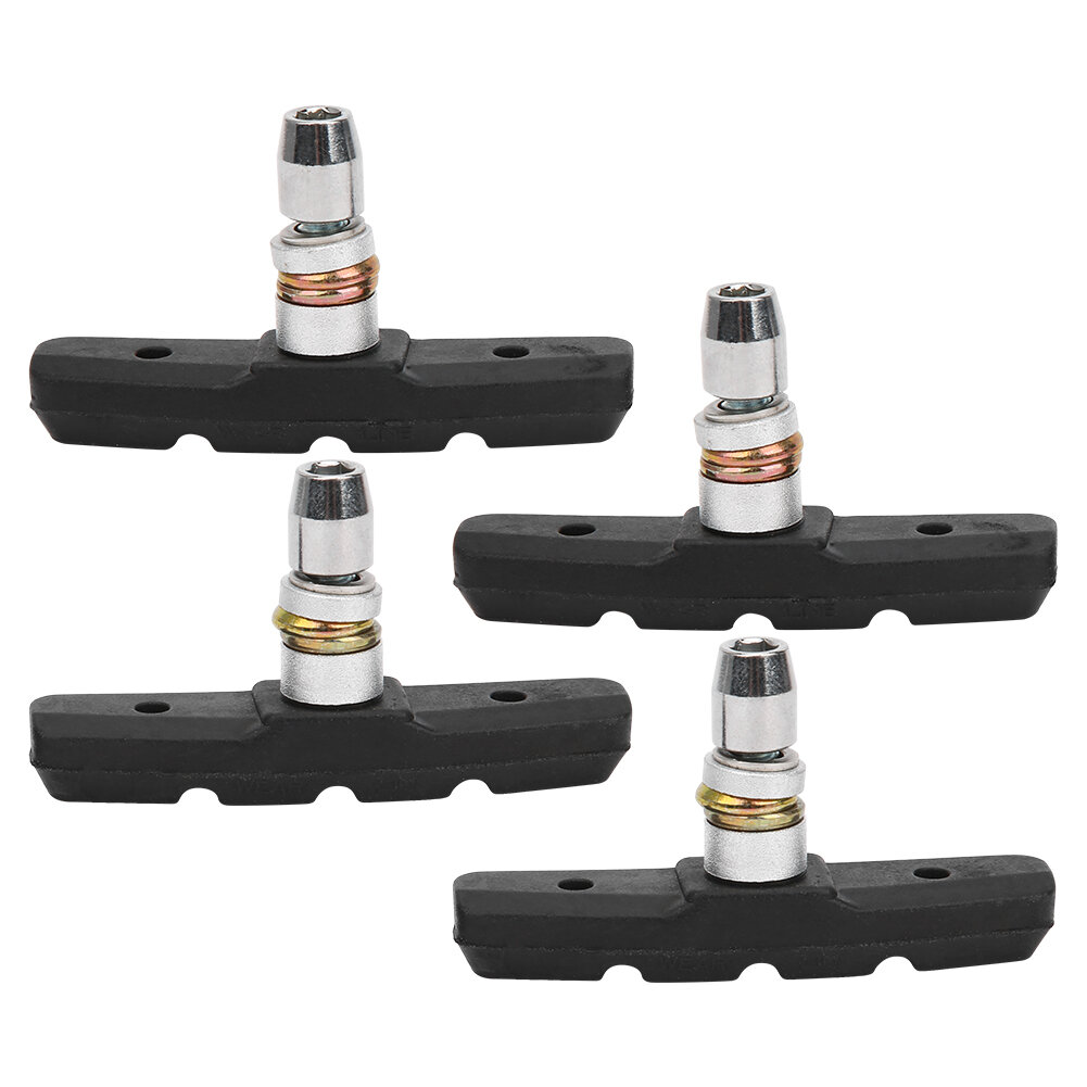 Тормозные Колодки V-Brake: 4 Штуки, Бесшумное Торможение и Универсальная Совместимость - Велосипедные Тормозные Накладки с Дренажными Канавками для Горных и Шоссейных Велосипедов