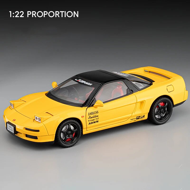 1:24 HONDA Acura NSX MK1 NA1 модель спортивного автомобиля из сплава, литая под давлением металлическая гусеничная гоночная машина, модель автомобиля, звук и свет, детские игрушки, подарок, Желтый