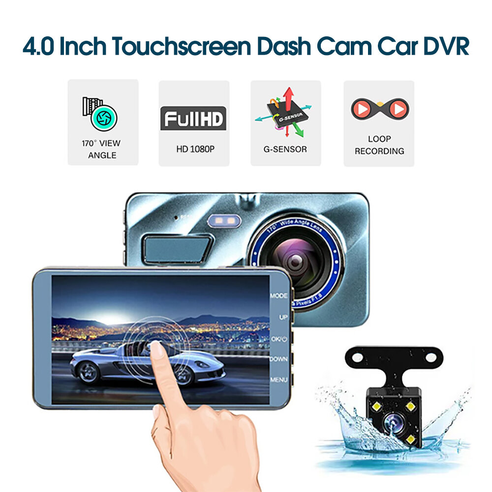 4-дюймовый сенсорный экран автомобильный видеорегистратор видеокамера мини-видеорегистратор для автомобилей видеорегистратор с камерой заднего вида