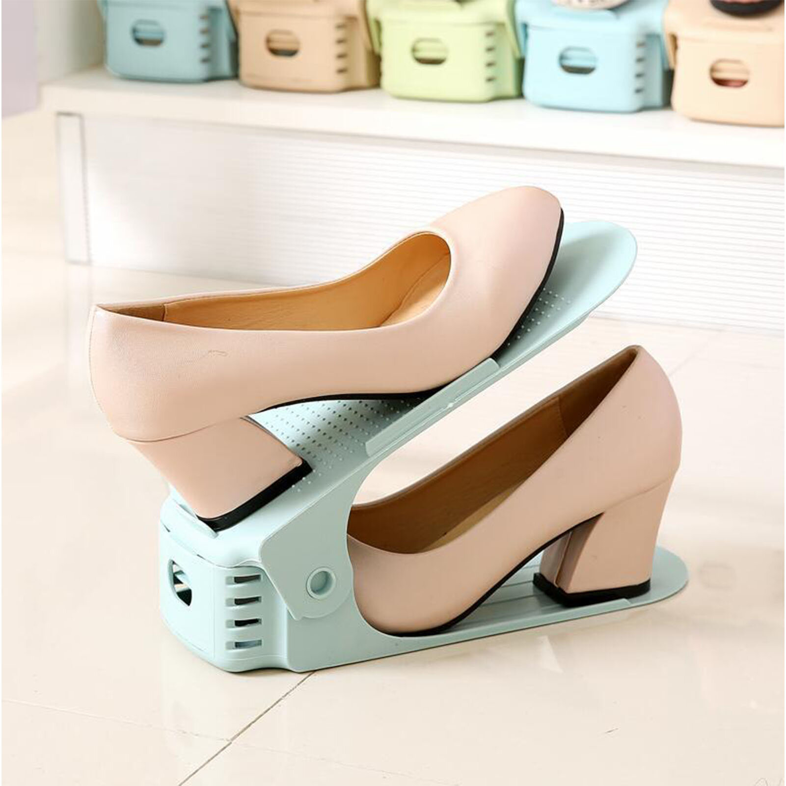 Подставка для обуви, двухслойный регулируемый компактный органайзер для обуви, держатель для кроссовок на высоком каблуке, тапочек