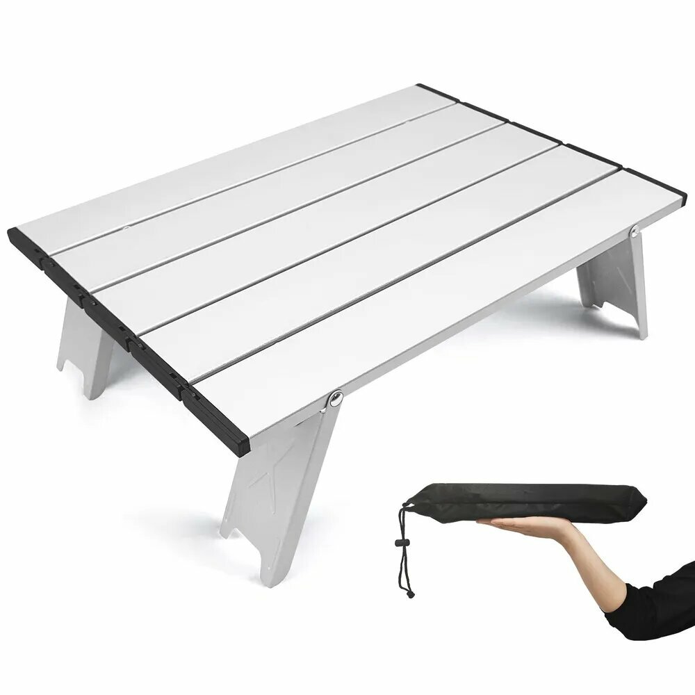 Стол туристический складной серебристый Материал из алюминиевого сплава,39.5*28*12cm,0.56кг, для охоты, рыбалки, пикника