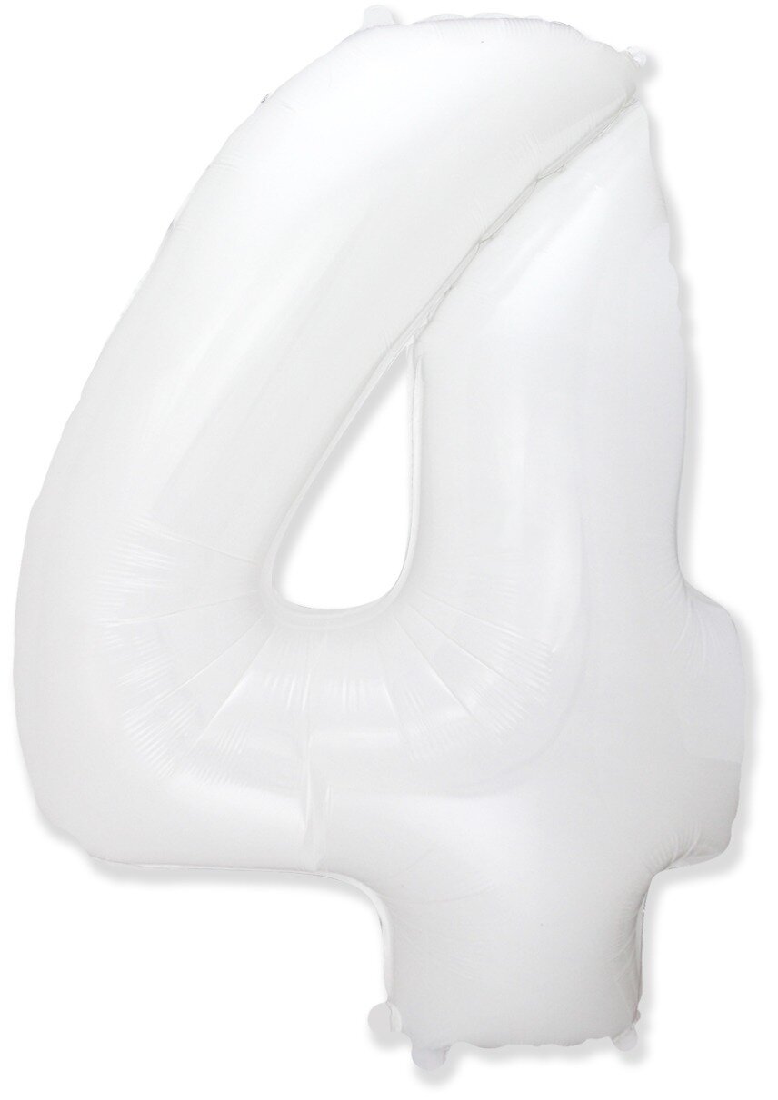 Шар фольгированный Flexmetal 40 дюймов, 102 см Цифра 4, Белый