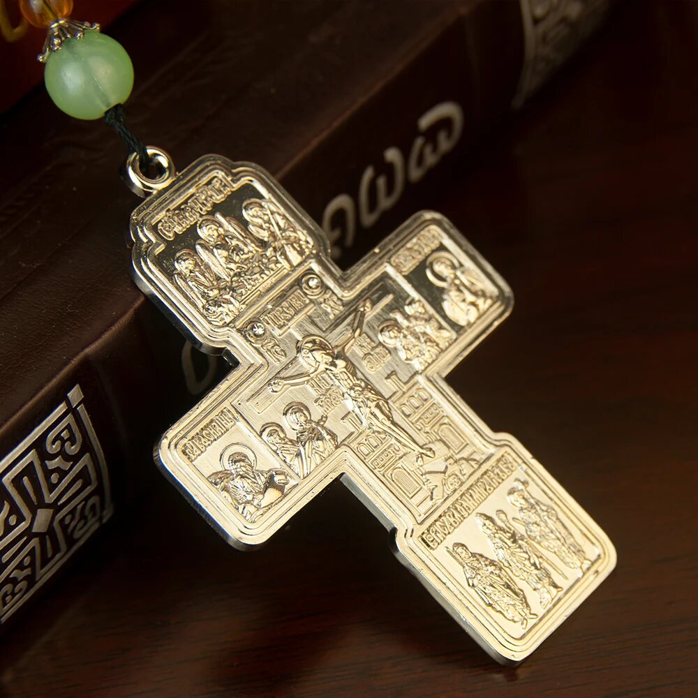 Деревянное православное ожерелье с крестом Silver