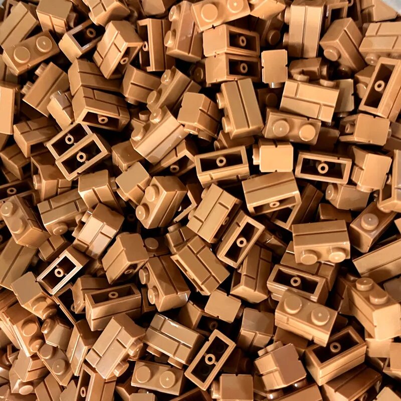 Коричневые строительные блоки LEGO 1x2, 100 шт