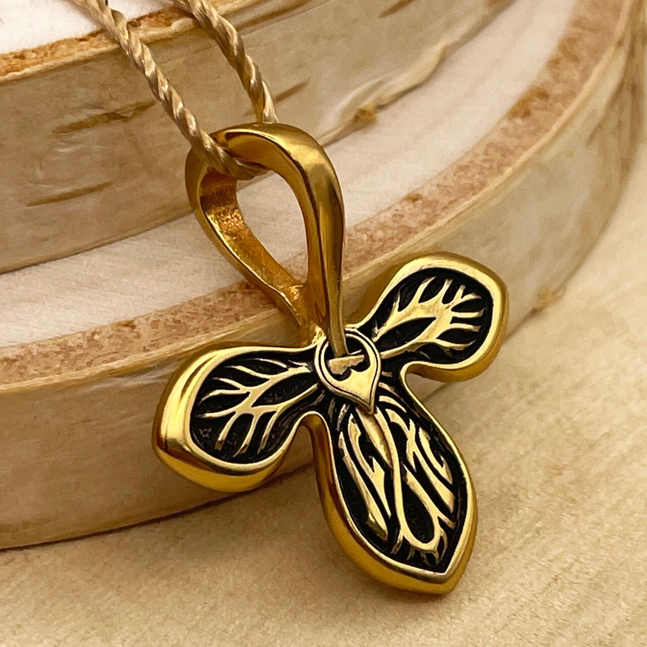 Подвеска Русские Мастерские, серебро, 925 проба, чернение, оксидирование, золочение