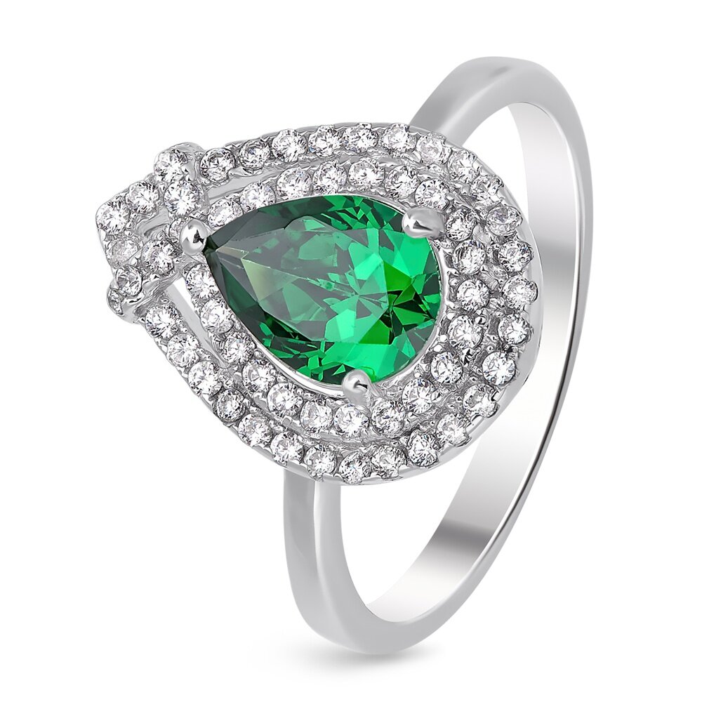 Кольцо, серебро, 925 проба, родирование, фианит