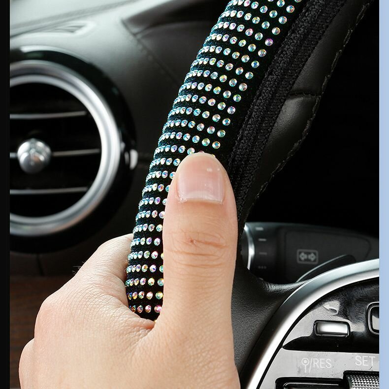 Чехол на руль автомобиля для женщин и девочек, защита рулевого управления автомобиля со стразами, 1 шт.