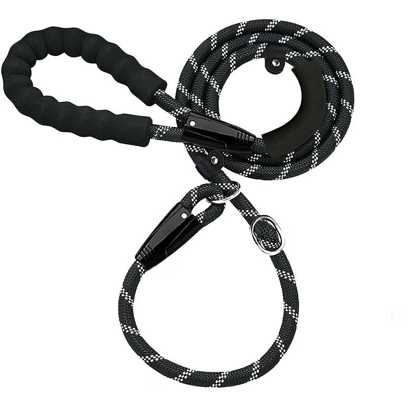 Mengdu Xingchong Dog Leash, P-Chain Reflective Anti-Explosion Nylon, for Walking And Leashing Dogs, Collar for Medium And Large Dogs, Black, Size L