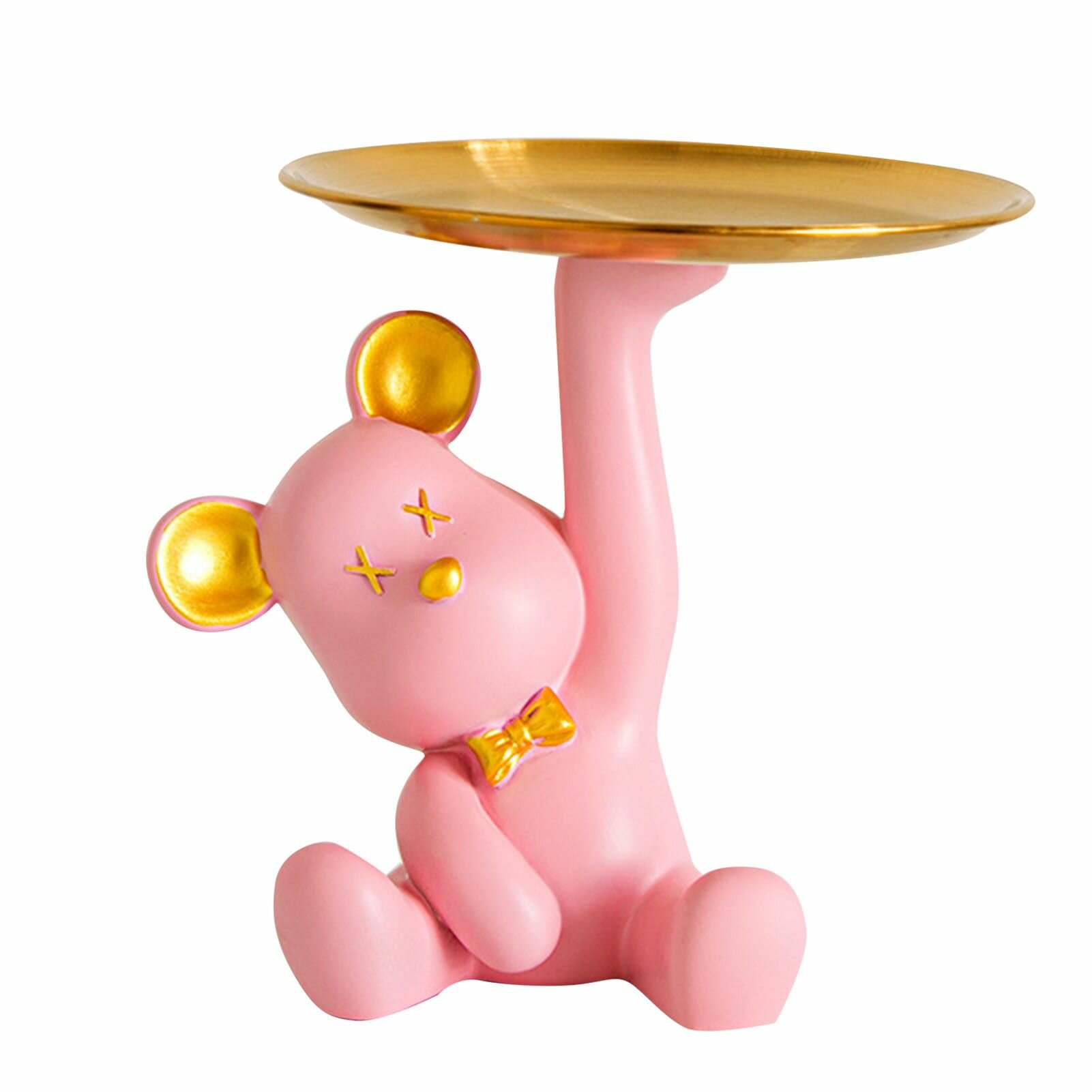 Лоток для ключей в виде медведя из смолы розовый декор для прихожей или офиса