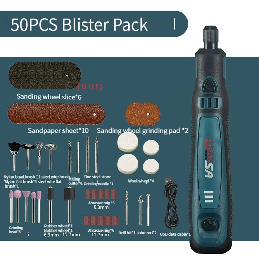 Мини-шлифмашина 5000-10000-15000 об/мин 50PCS Blister Pack
