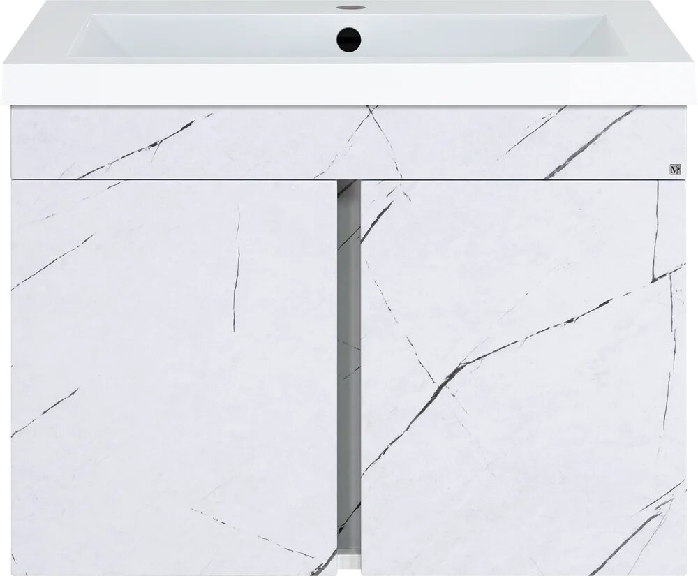 Тумба под раковину без столешницы Misty Торос подвесная, белая, глянцевая, из МДФ, тумба для ванной, с дверками