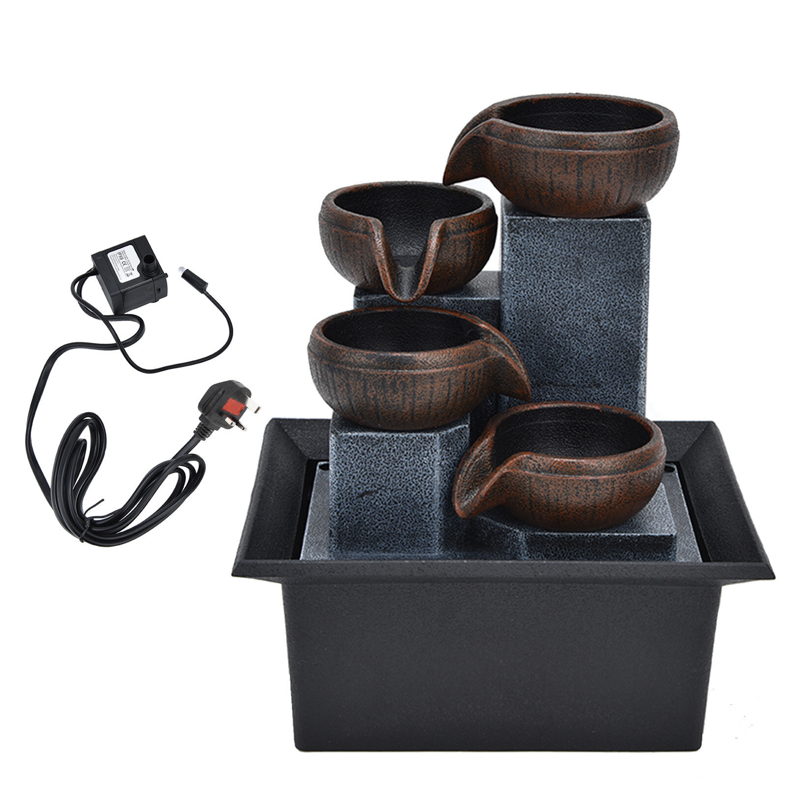 Таблетный Фонтан водой со светодиодным светодиодным светом фэн -релаксация