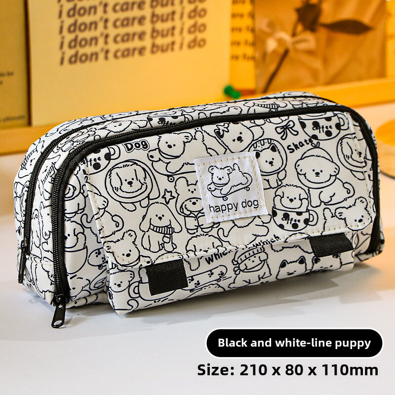 Пенал Pen Barrier "Dolphin Door Forever" Kapibala, холст, черно-белый щенок