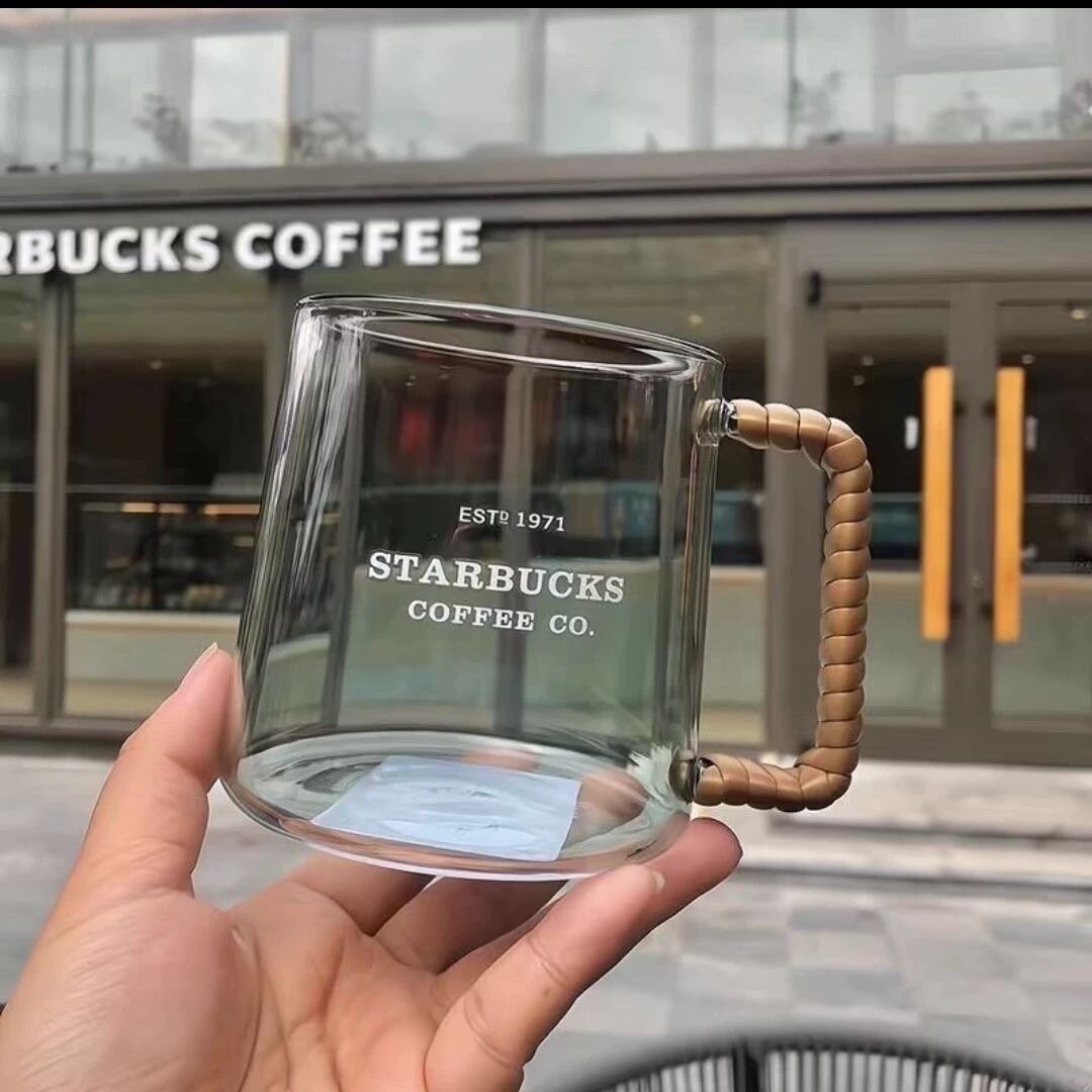 Чашки Starbucks, прозрачные бокалы, кофейные чашки,473 мл, Ручки из ротанга