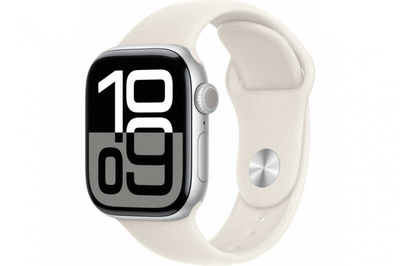 Умные часы Apple Watch Series SE 2024 40mm Silver Aluminium Case, Starlight Sport Band M/L (Серебристый/Бежевый)