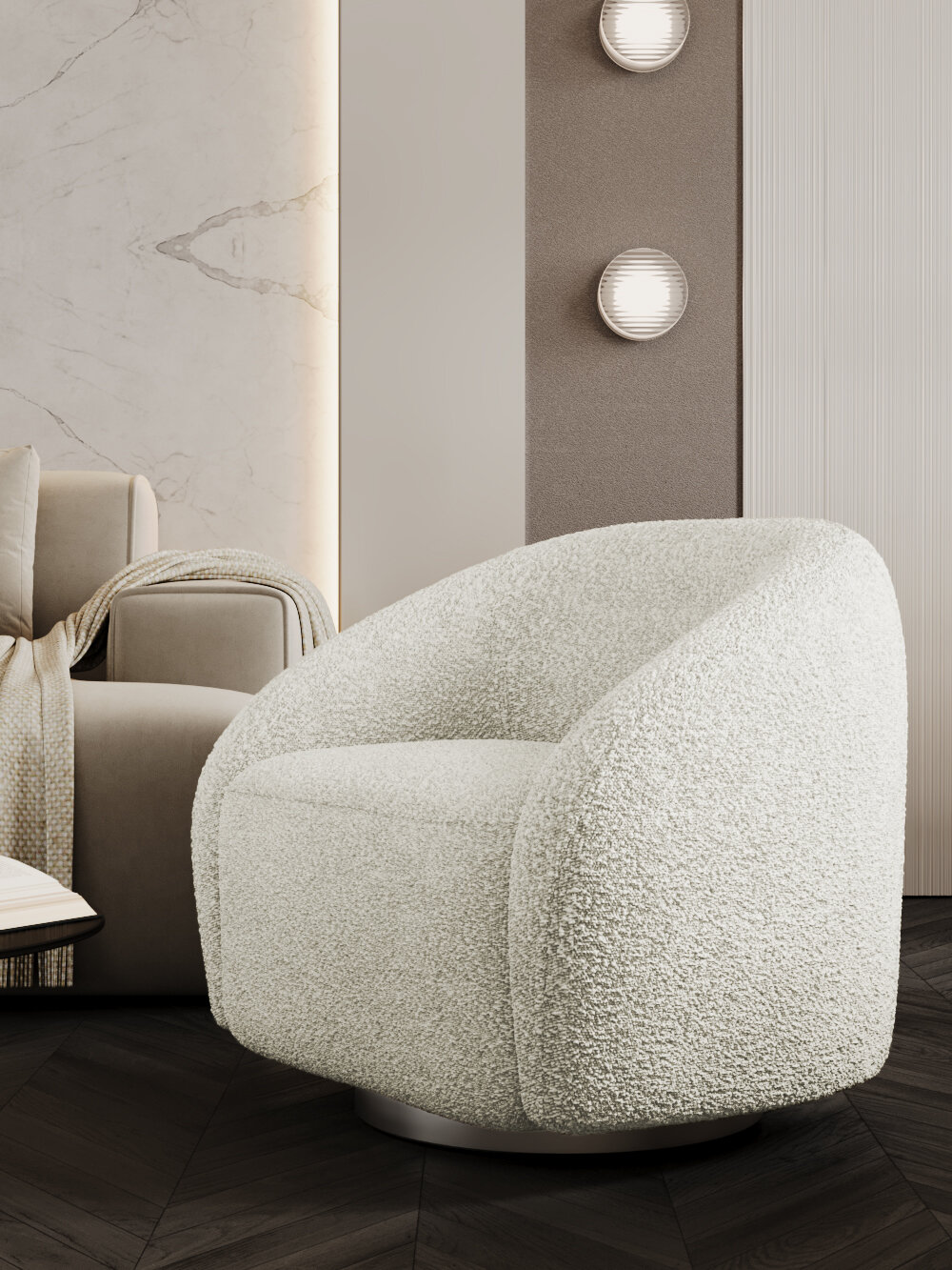 Кресло крутящееся ZAFFIRO премиум дизайн, букле