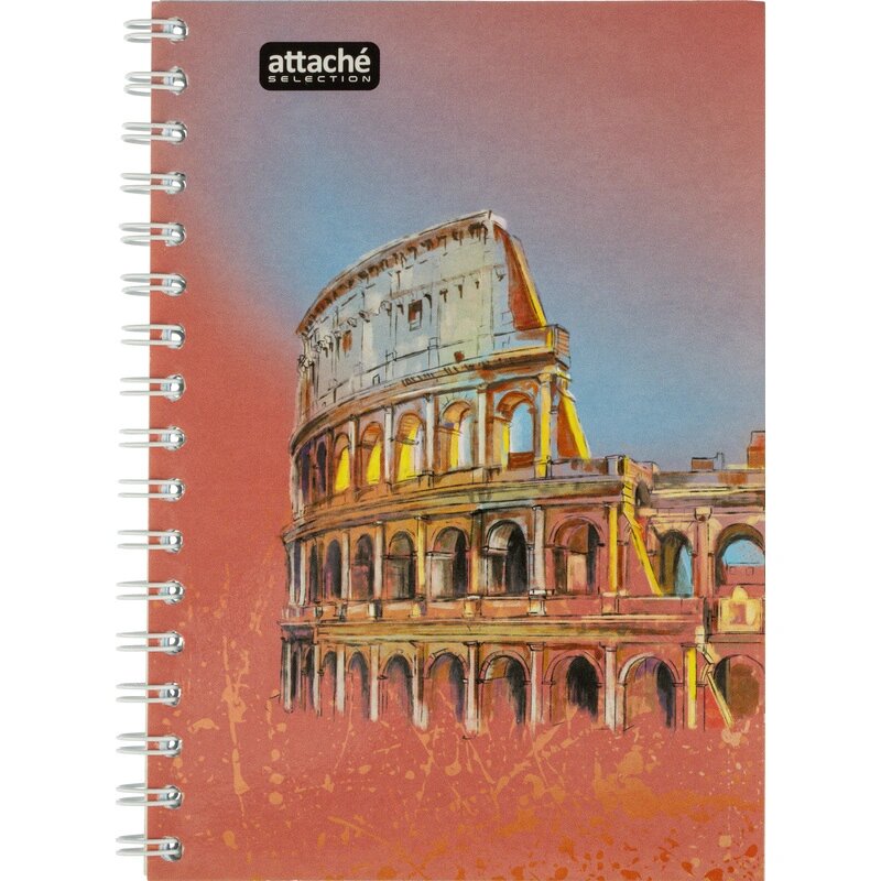 Бизнес-тетрадь А6,80л, кл, бок. греб, карт+УФлак Attache Selection TravelItaly