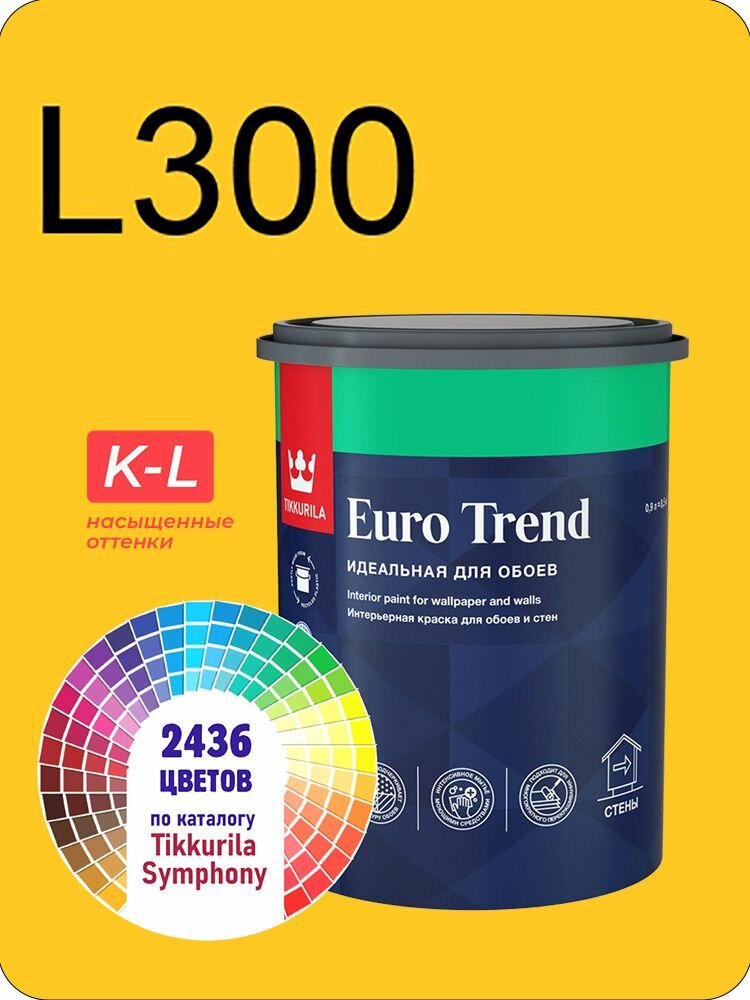 Краска для обоев Tikkurila Euro Trend 0,9л. насыщенные оттенки L300