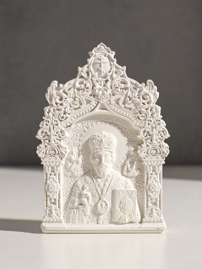 Икона «Николай Чудотворец», с подвесом, 12×8×2 см, гипс