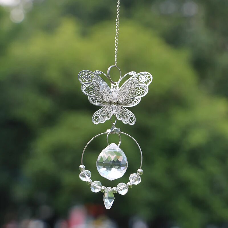 Хрустальный ловец солнца с бабочкой, 1pcs-clear