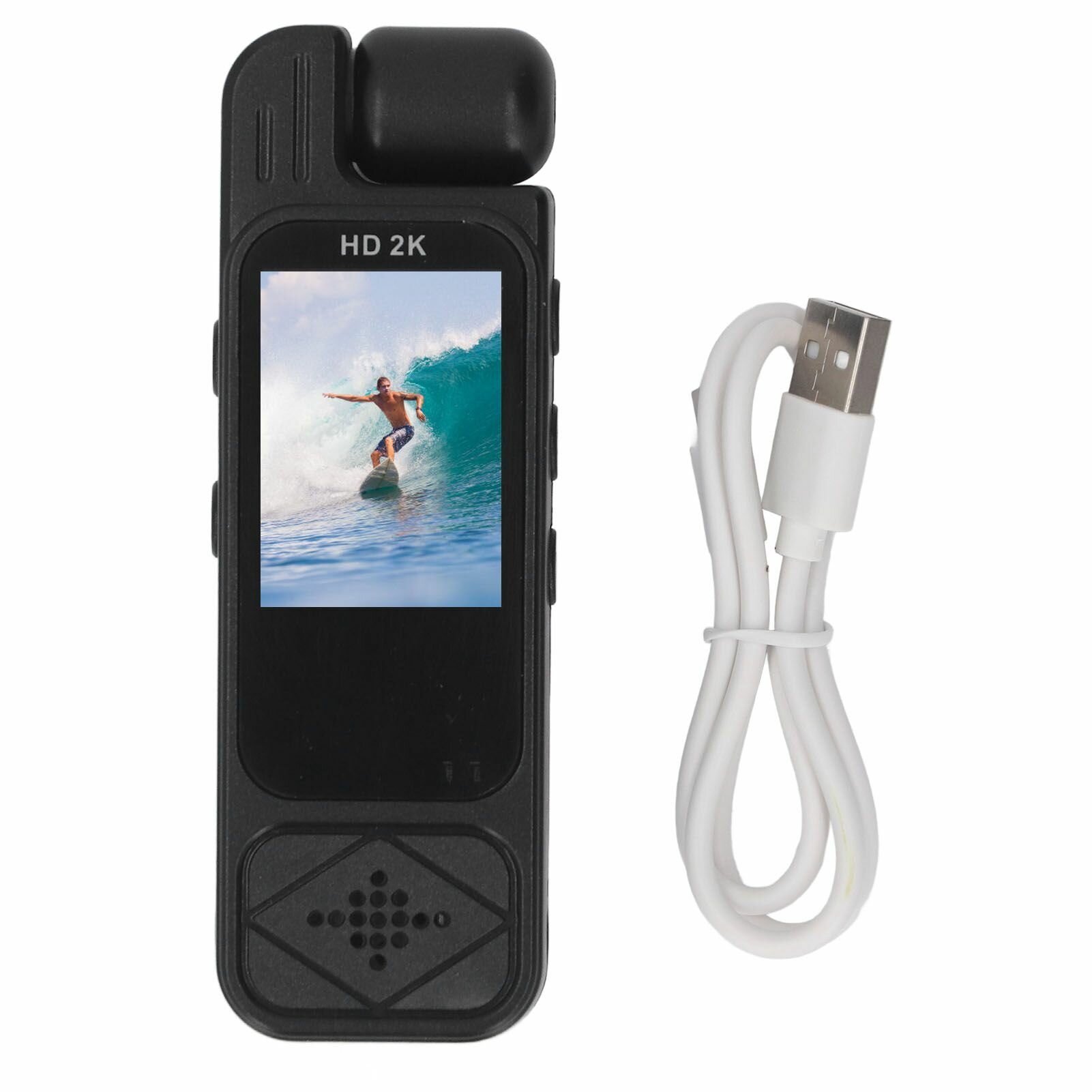 Носимая видеокамера 2K с вращающимся на 180 объективом, полноцветным дисплеем 1,3 дюйма и датчиком движения для использования в правоохранительных органах и на конференциях