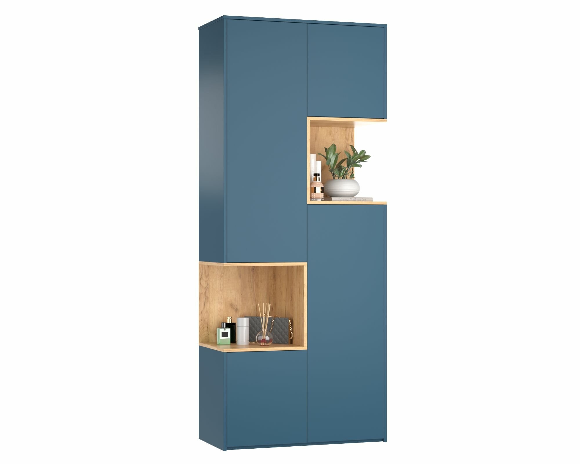 Шкаф распашной для одежды "Рокки 14" 90х220х45 Альби Полуночно-синий / Дуб крафт золотой