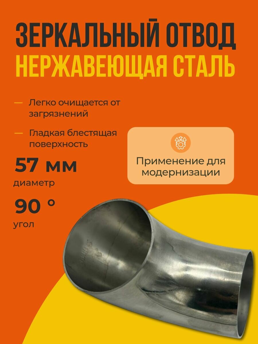 Отвод зеркальный 57 мм AISI 304