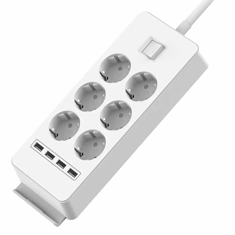Melery белый удлинитель 8 розеток с USB защитой от перенапряжения 1.8 м 6 Outlets