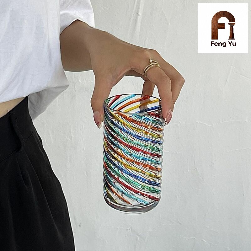 Бокал "Блеск", ручной работы, стекло, фактурный рисунок, без ручки, 1 шт，7*13cm，350ML