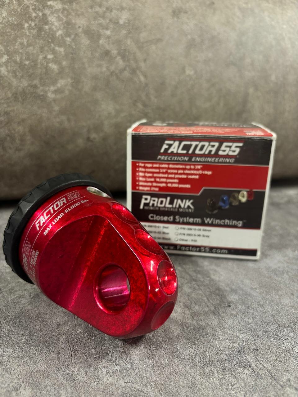 Проушина лебедочная Factor 55 ProLink, рабочая нагрузка 11 тонн, красная