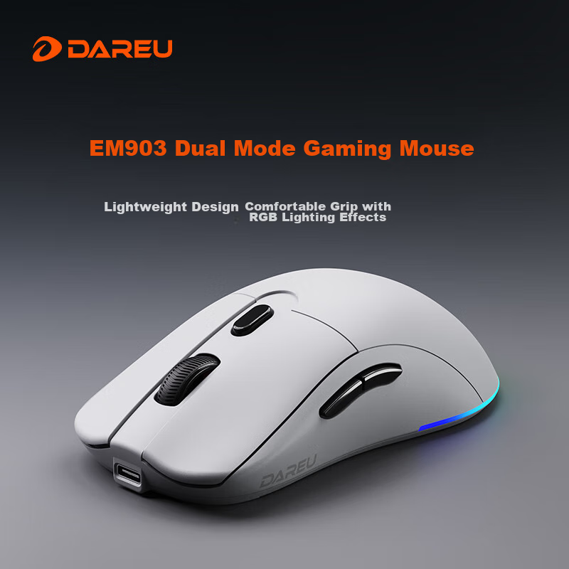 Игровая мышь Dareu EM903 Wireless, Dual-Mode, Type-C Charging, 5 Adjustable 8000DPI, White