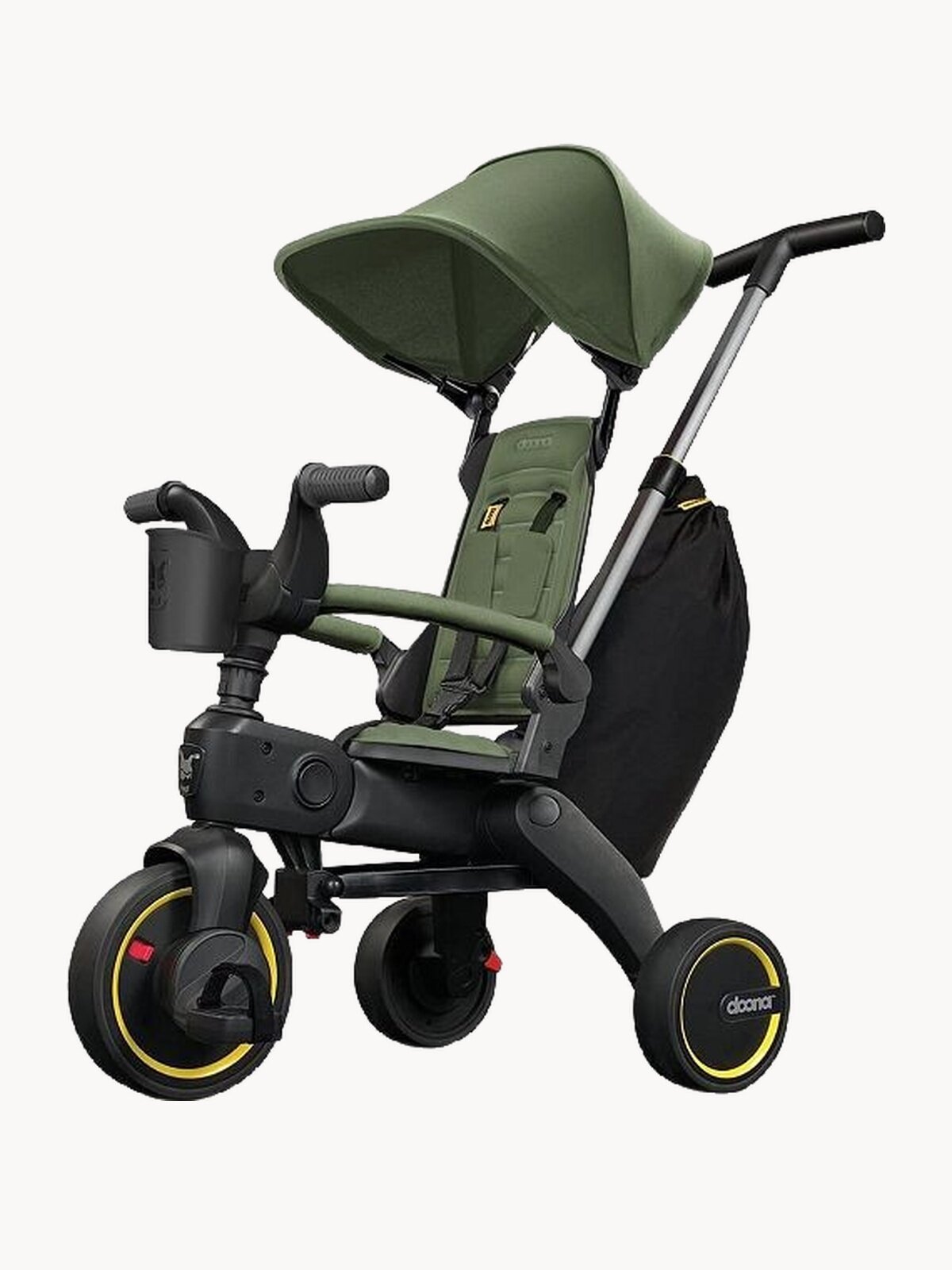 Складной трехколесный детский велосипед - коляска с родительской ручкой Doona Liki Trike S3, цвет: Desert Green