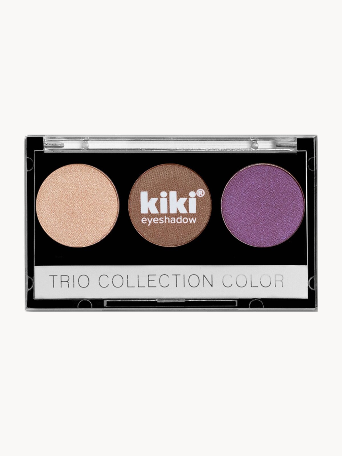 Тени для век kiki Shadow Trio Collection Color тон 105 стойкая палетка 3 цвета с аппликатором для растушевки бежево-коричневый шоколад темно-сливовый, кики