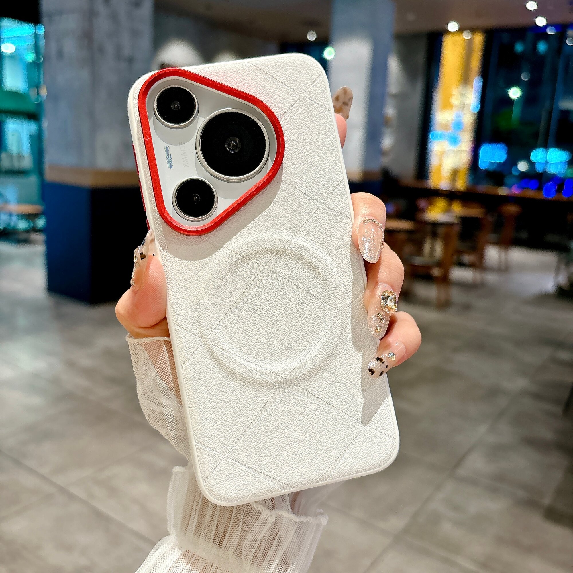 Чехол для Huawei Pura 80 / Хуавей Пура 80, soft touch, накладка, искусственная кожа, поликарбонат (PC), защита камеры, ударопрочный, усиленные углы, Huawei, Huawei Pura 80, white,