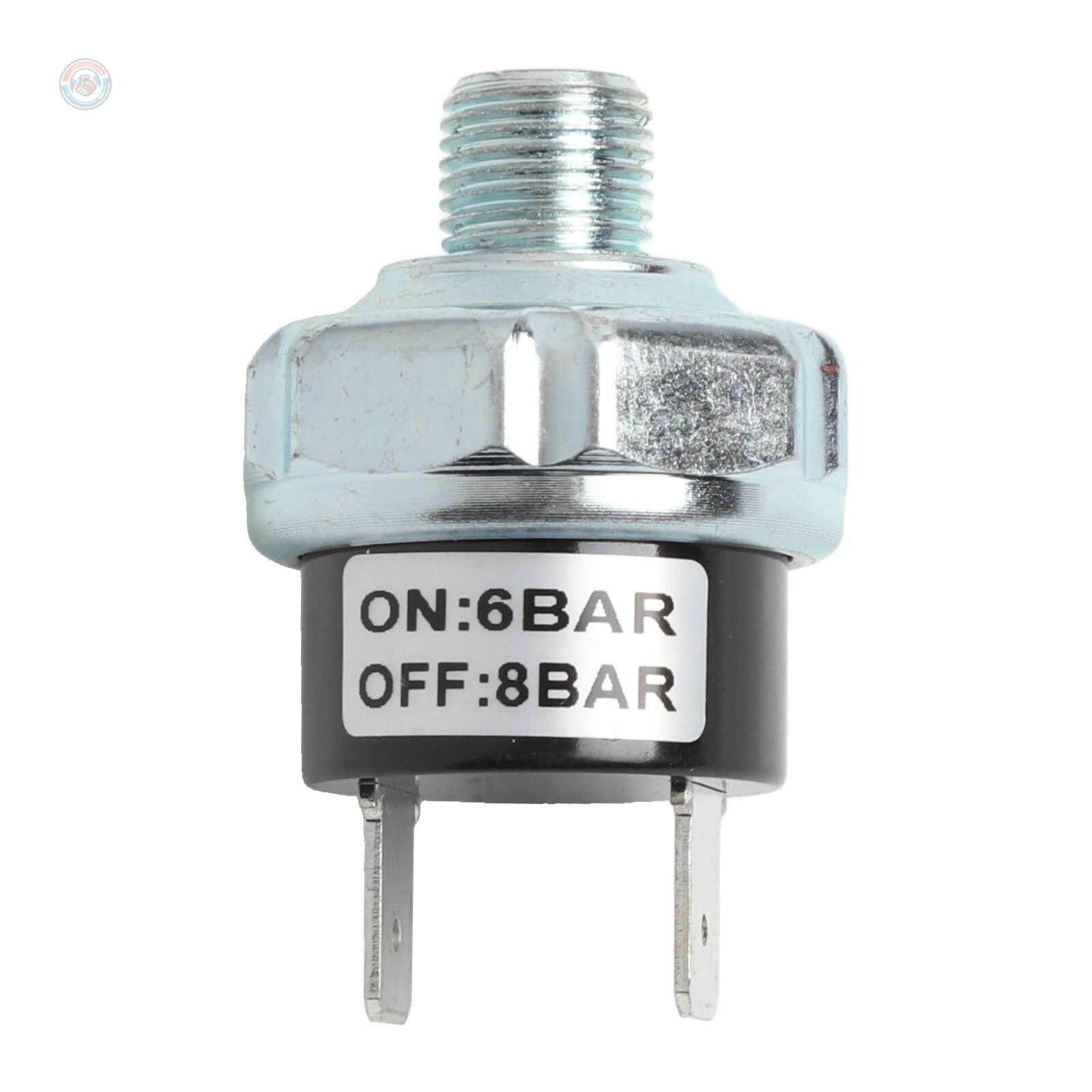 Реле давления воздуха G1/4 G1/8, автоматическое включение 5/6 бар, отключение 8 бар, универсальный выключатель для компрессора, пневмосистем, гудков и подвески, 12В 24В переменный ток, металлический корпус, долговечный предохранительный датчик