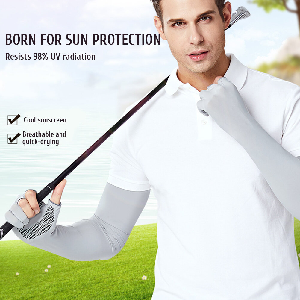 1 пара нарукавников для женщин и мужчин, нескользящие рукава из ледяного шелка для защиты от солнца на ладони, для езды на велосипеде, игры в гольф, рыбалки, пешего туризма, бега